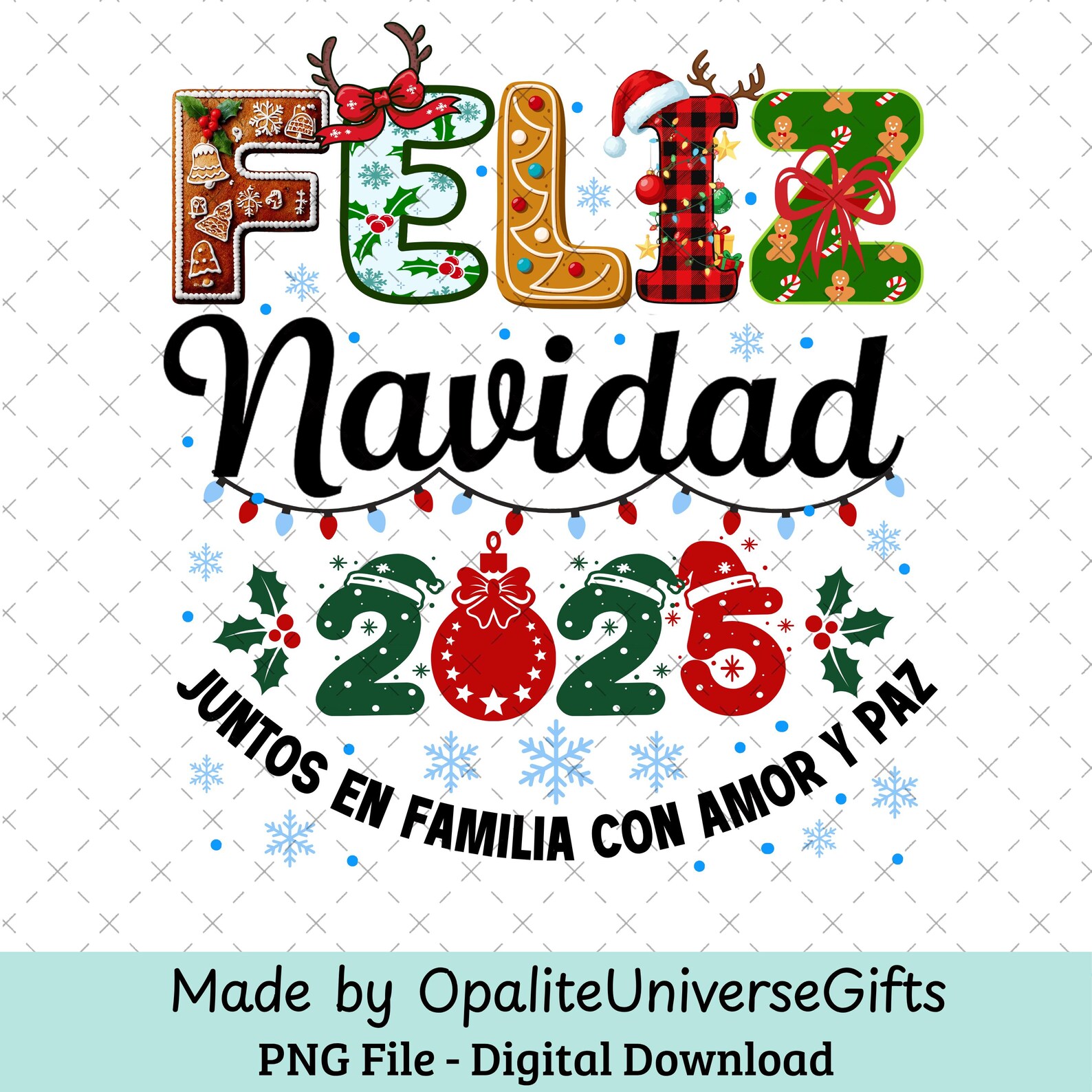 Feliz Navidad 2025 PNG, Spanish Christmas Design (digital Download) - Etsy