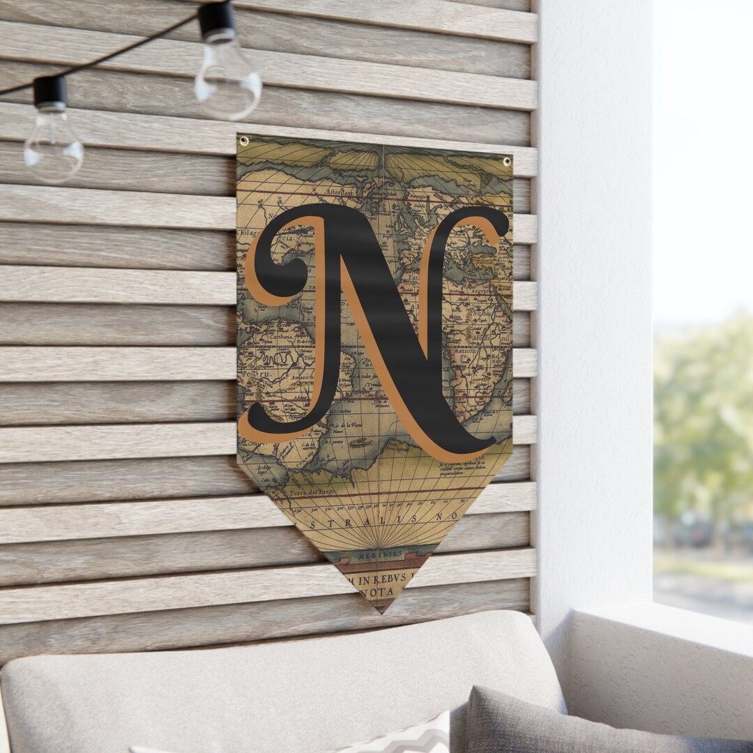 Monogram Old Map Pennant Banner - Etsy