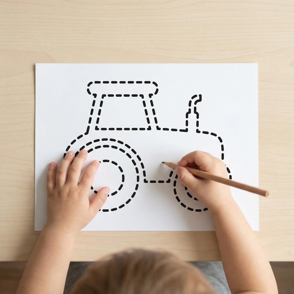 Farm Vehicle Tracing Worksheets, Toddler Fine Motor Skills Practice ...