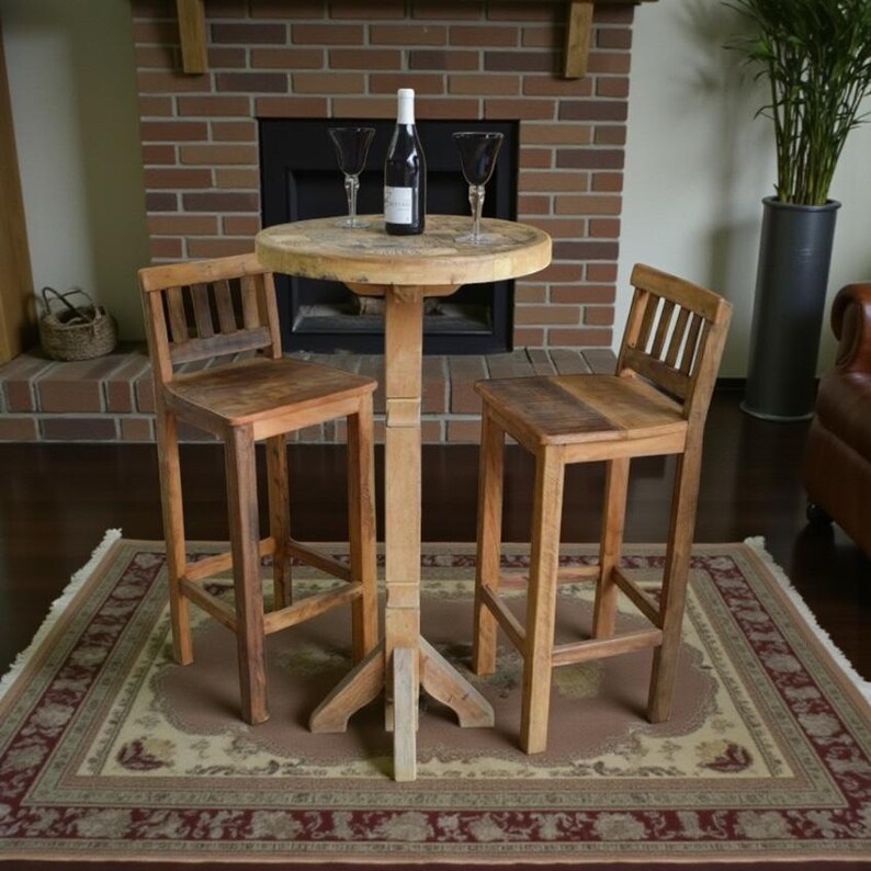 Rustic Elegance Wooden Bar Chair, Handcrafted Sturdy and Stylish ...