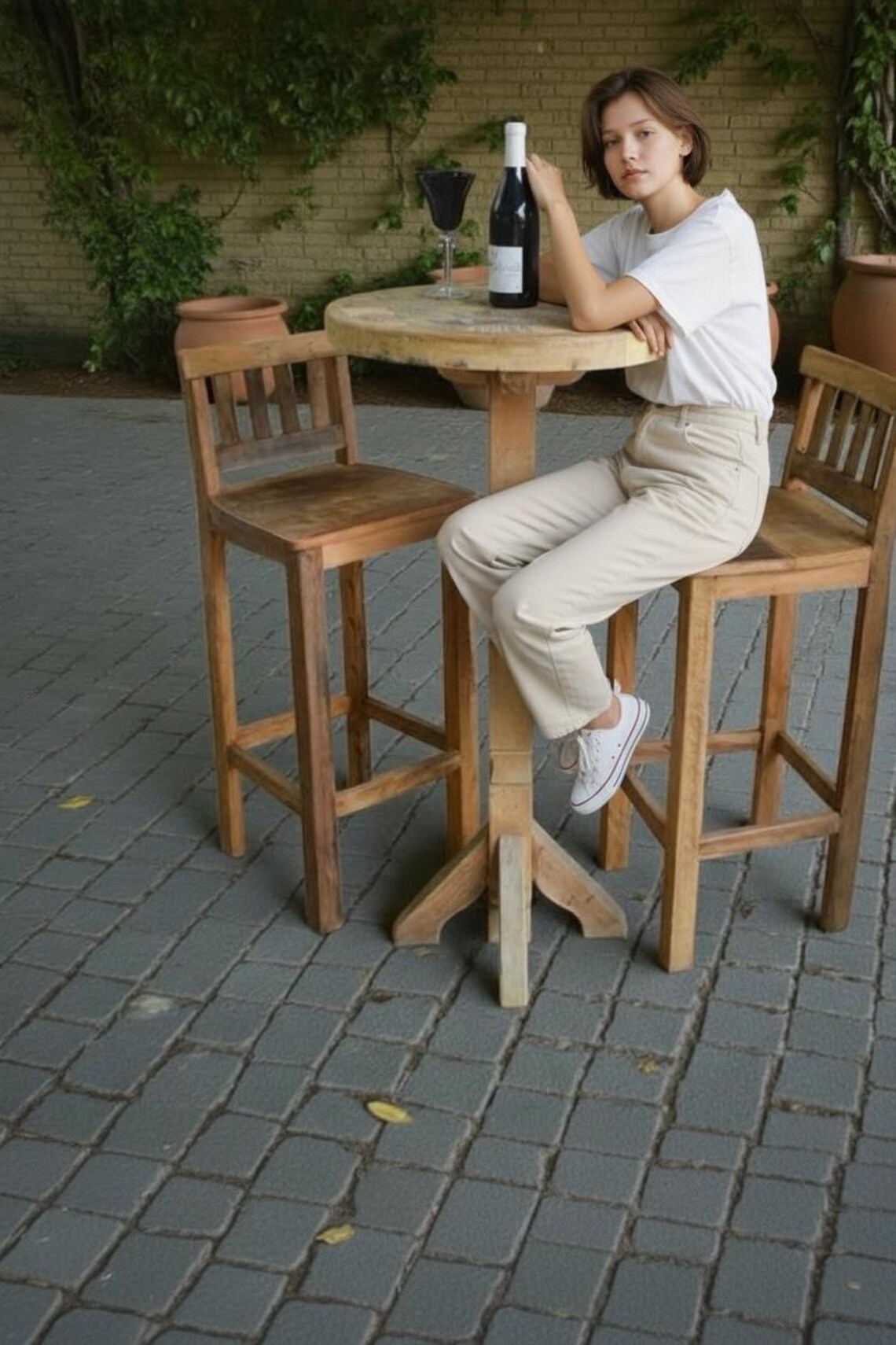 Rustic Elegance Wooden Bar Chair, Handcrafted Sturdy and Stylish ...