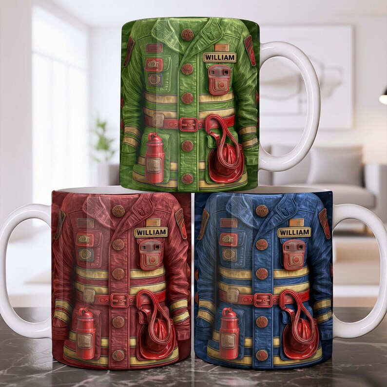 Personalized Firefighter Gear Mug, Custom Name Fireman Mug, Gift for ...