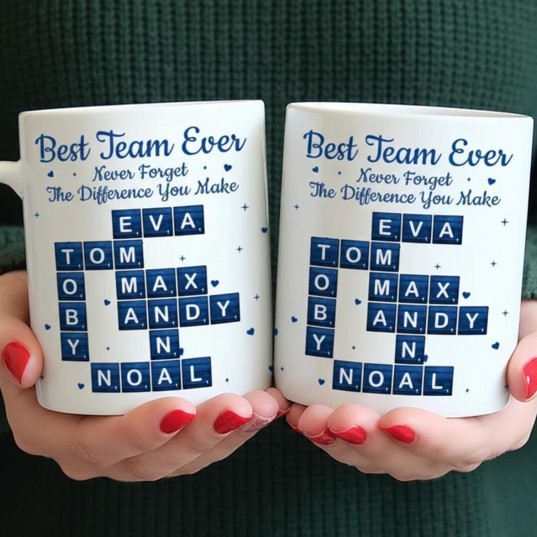 Custom Best Team Ever Scrabble Mug, Team Names Puzzle Mug, Personalized ...