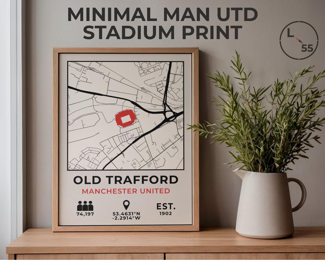 Old Trafford Stadium Map Print – Manchester United FC (digital Download ...