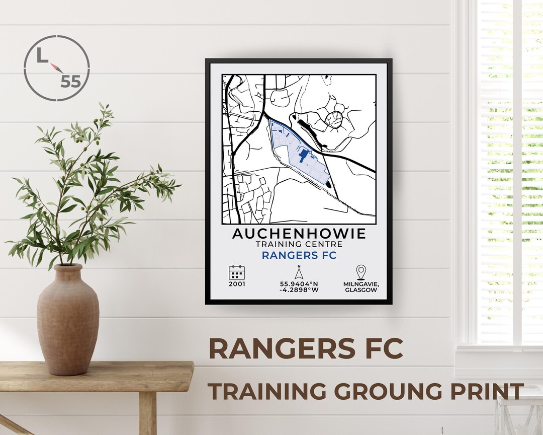 Rangers Training Ground Map Print | Auchenhowie Training Centre ...