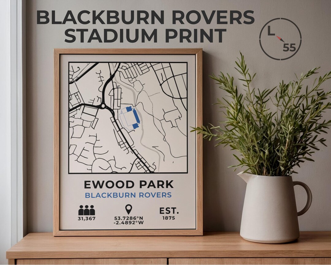 Blackburn Rovers Stadium Map Print | Ewood Park Poster | Championship ...