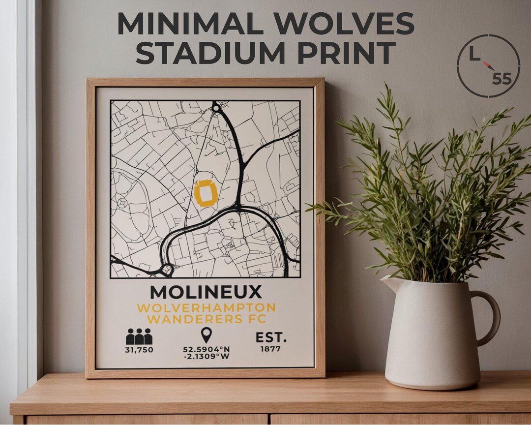 Molineux Stadium Map Print – Wolverhampton Wanderers Gift (digital ...