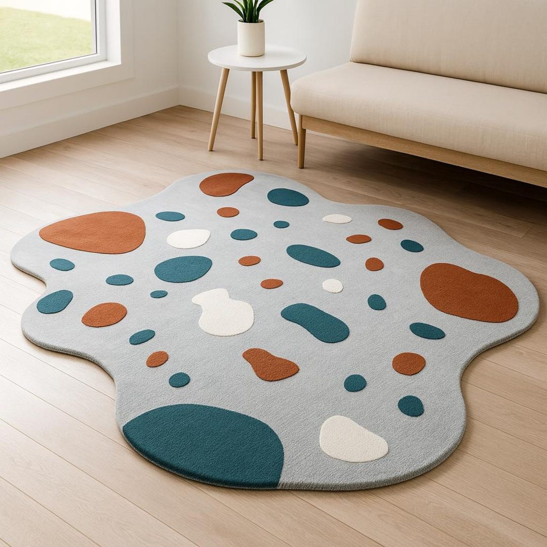 Abstract Blob Wool Rug: Modern Tufted Carpet, 5x8 Accent Rug - Etsy