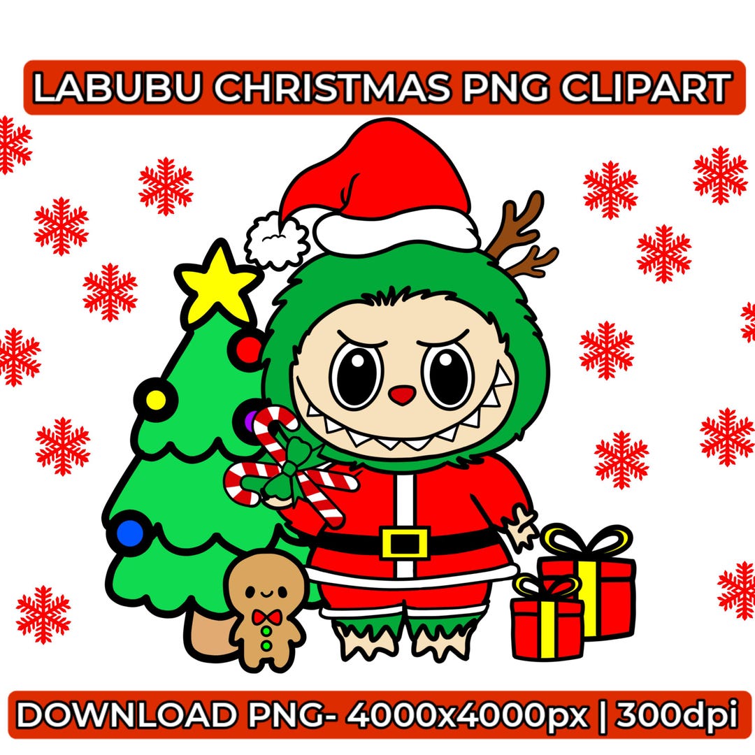 Labubu Christmas Png, Cute Holiday Clipart, Cute Santa Labu-bu Digital ...