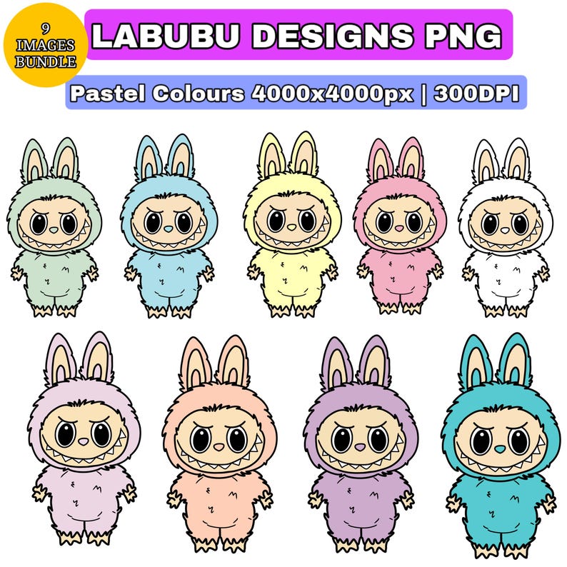 Labubu Clipart Bundle, Pastel Kawaii Monster PNG (digital Download) - Etsy