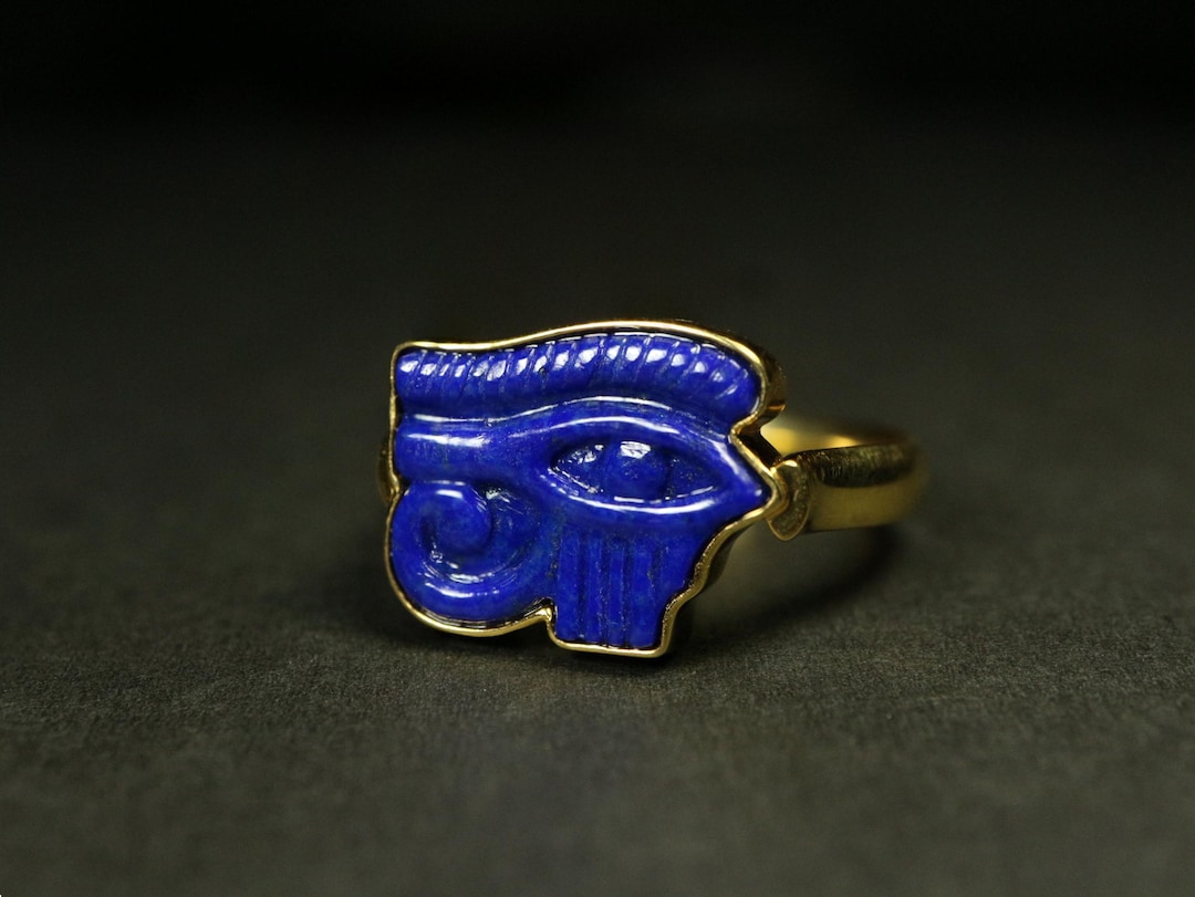Horus Eye Ring-lapis Lazuli,18k Gold Custom Spiritual Jewelry, Ancient ...