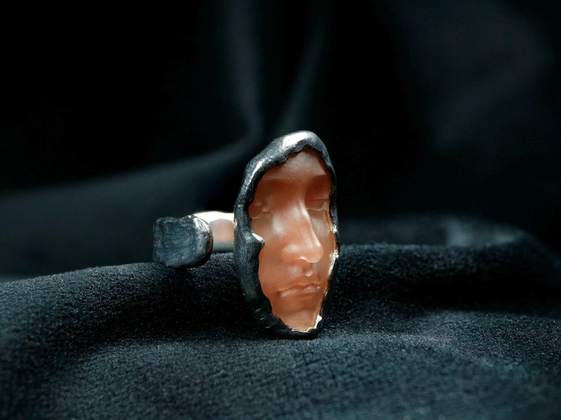 Inner Gate Series Medieval Christian Mysticism Ring, Red Agate Face ...