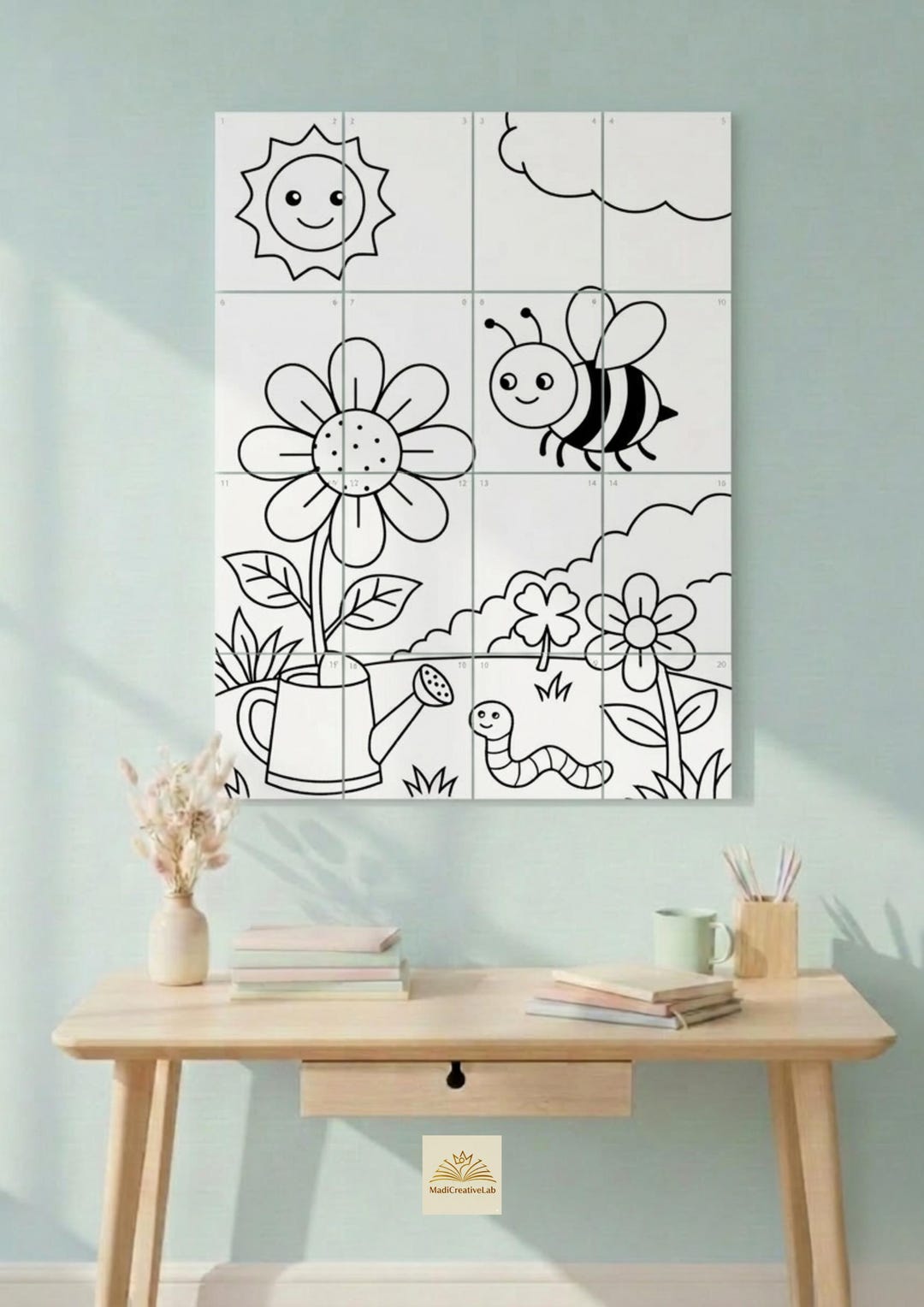 Spring is Coming Coloring Giant Bee Wall Art Kids Collaborative Puzzle ...