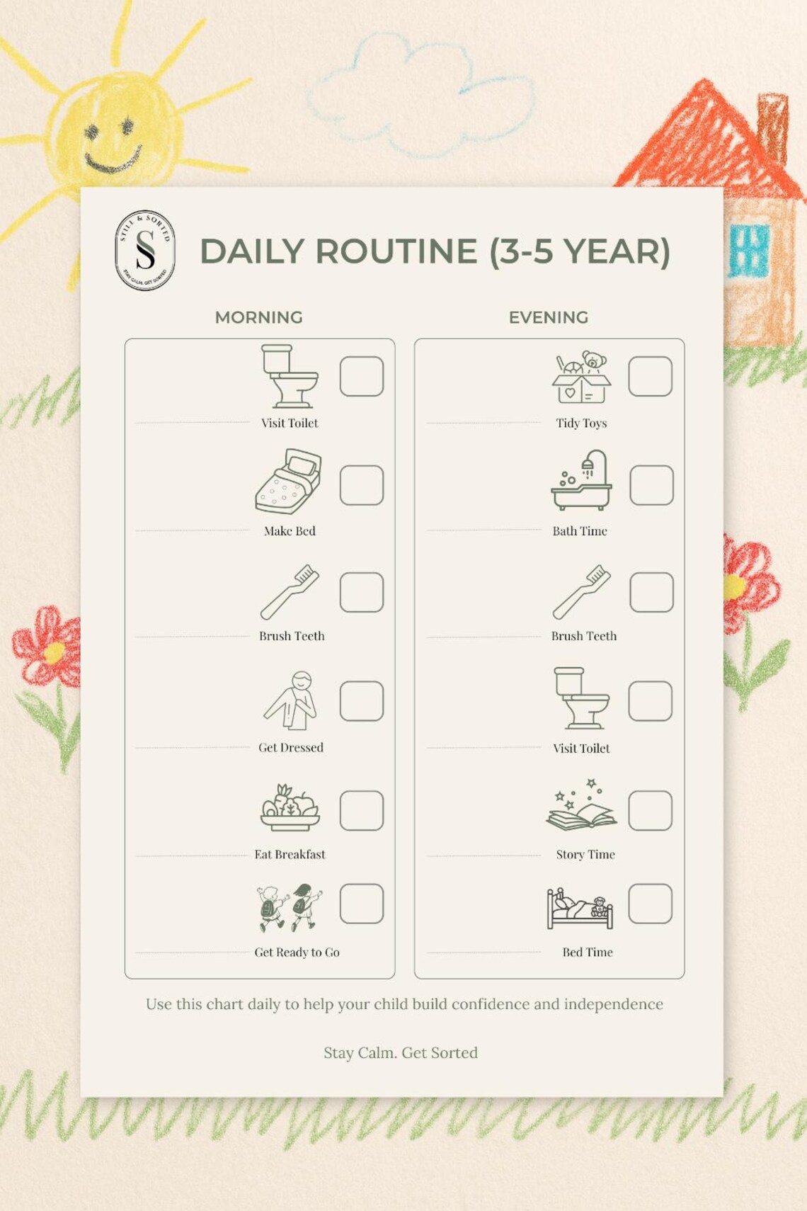 Kids Daily Routine Chart: Morning & Evening Checklist for Toddlers ...
