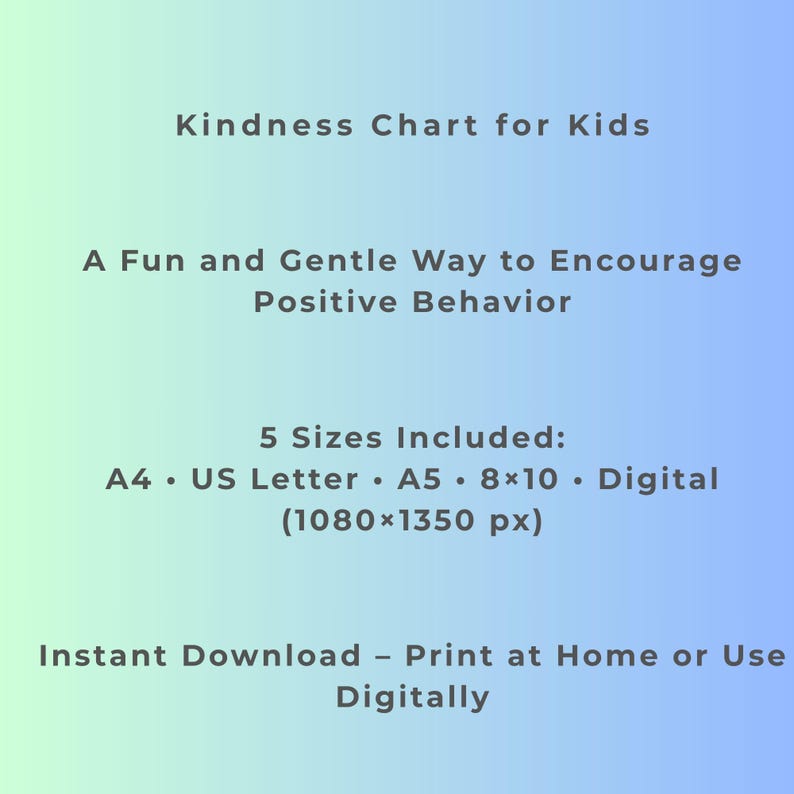 Kids Kindness Chart Printable | Positive Behavior Reward System ...