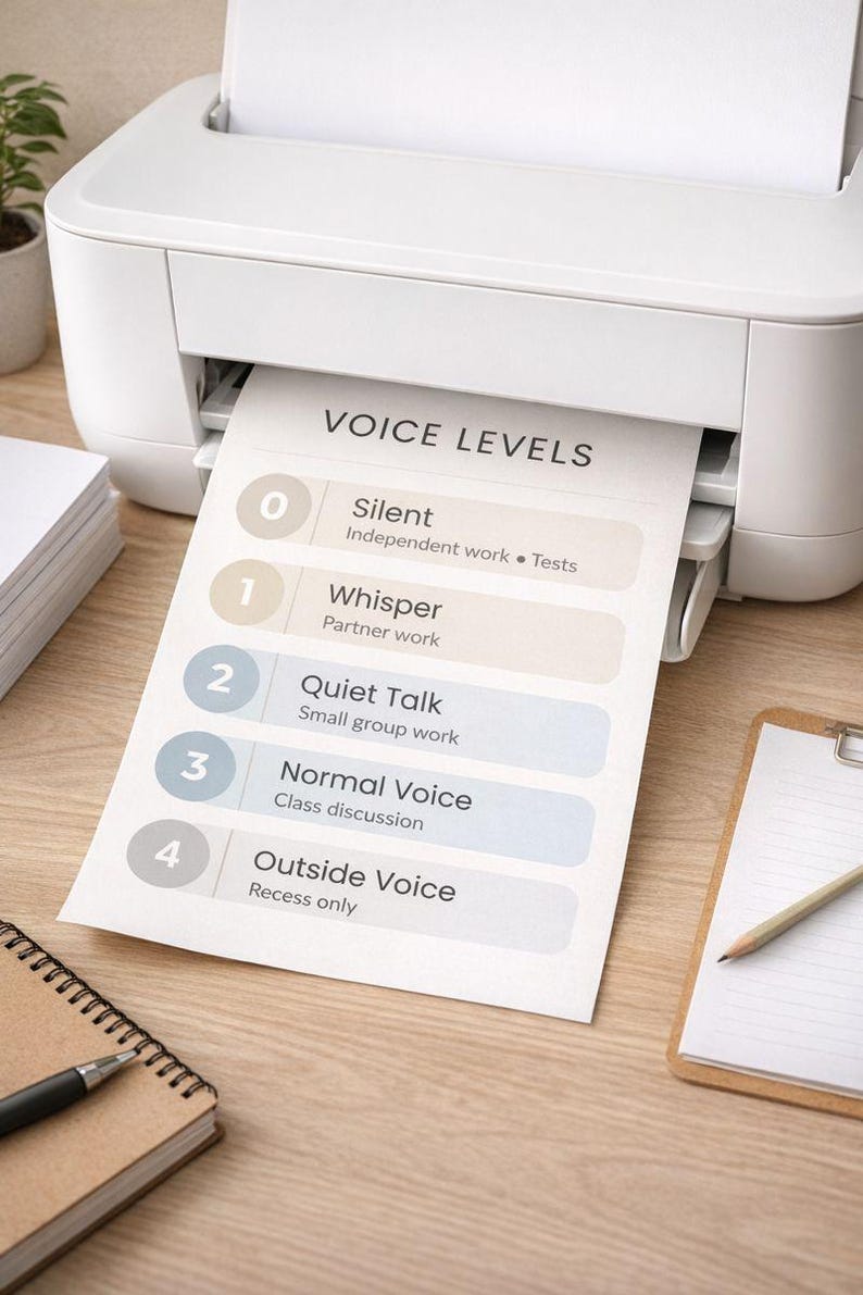 Editable Voice Level Chart Canva, Minimalist Classroom Decor ...