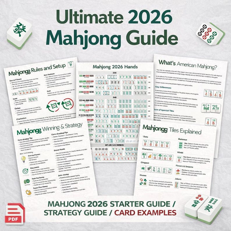 2026 Mahjong Cheat Sheet • American Mah Jongg Tile And Joker Rules Guide
