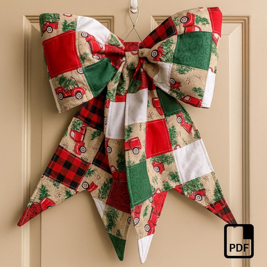 Quilted Bow Door Hanger Sewing Pattern | DIY Holiday Decor (PDF) - Etsy