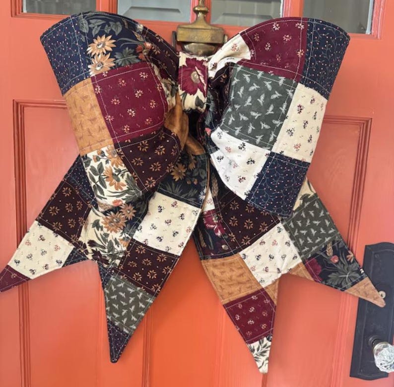 DIY Frontdoor Bow Sewing Pattern, Large Quilted Bow Pattern Home Decor ...