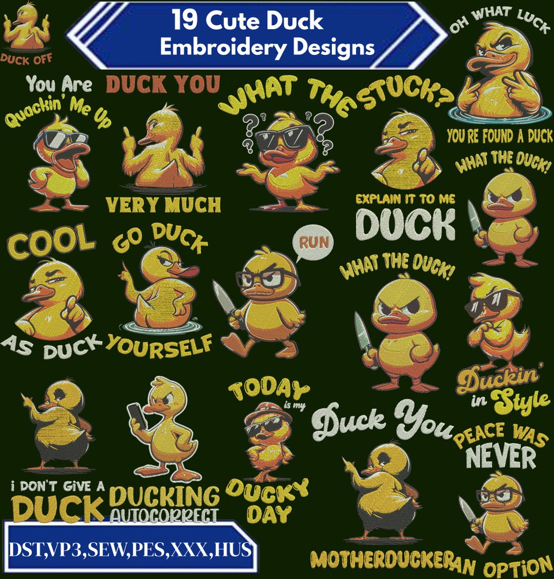 Duck Embroidery Designs, Cute Mini Duck Embroidery Design, for Machine ...