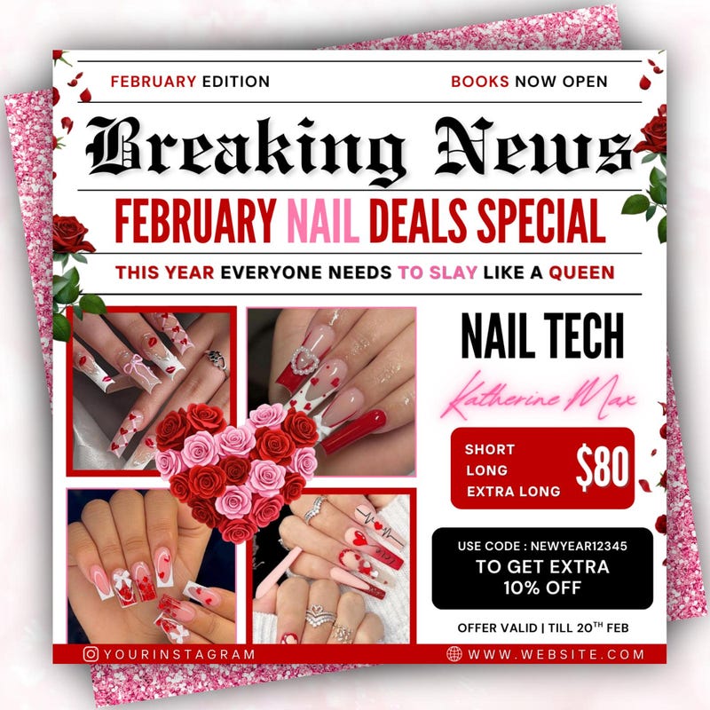 Nail Valentines Day Flyer - Etsy