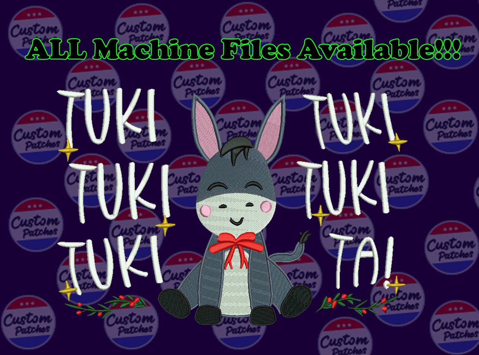 Cute Donkey Tuki Tuki Embroidery Design – Christmas Donkey Pattern ...
