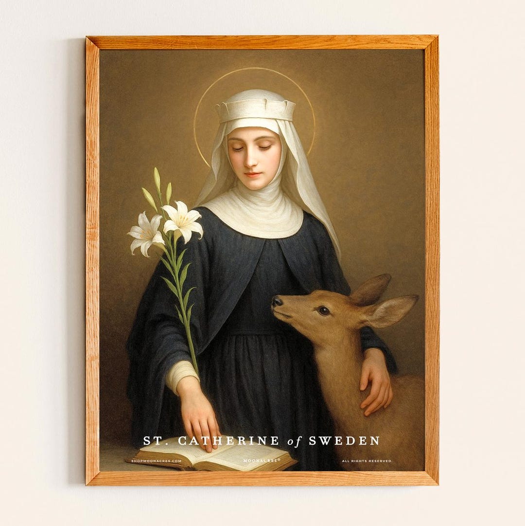 Saint Catherine of Sweden | 2 Pc Set Printable Religious Portrait ...