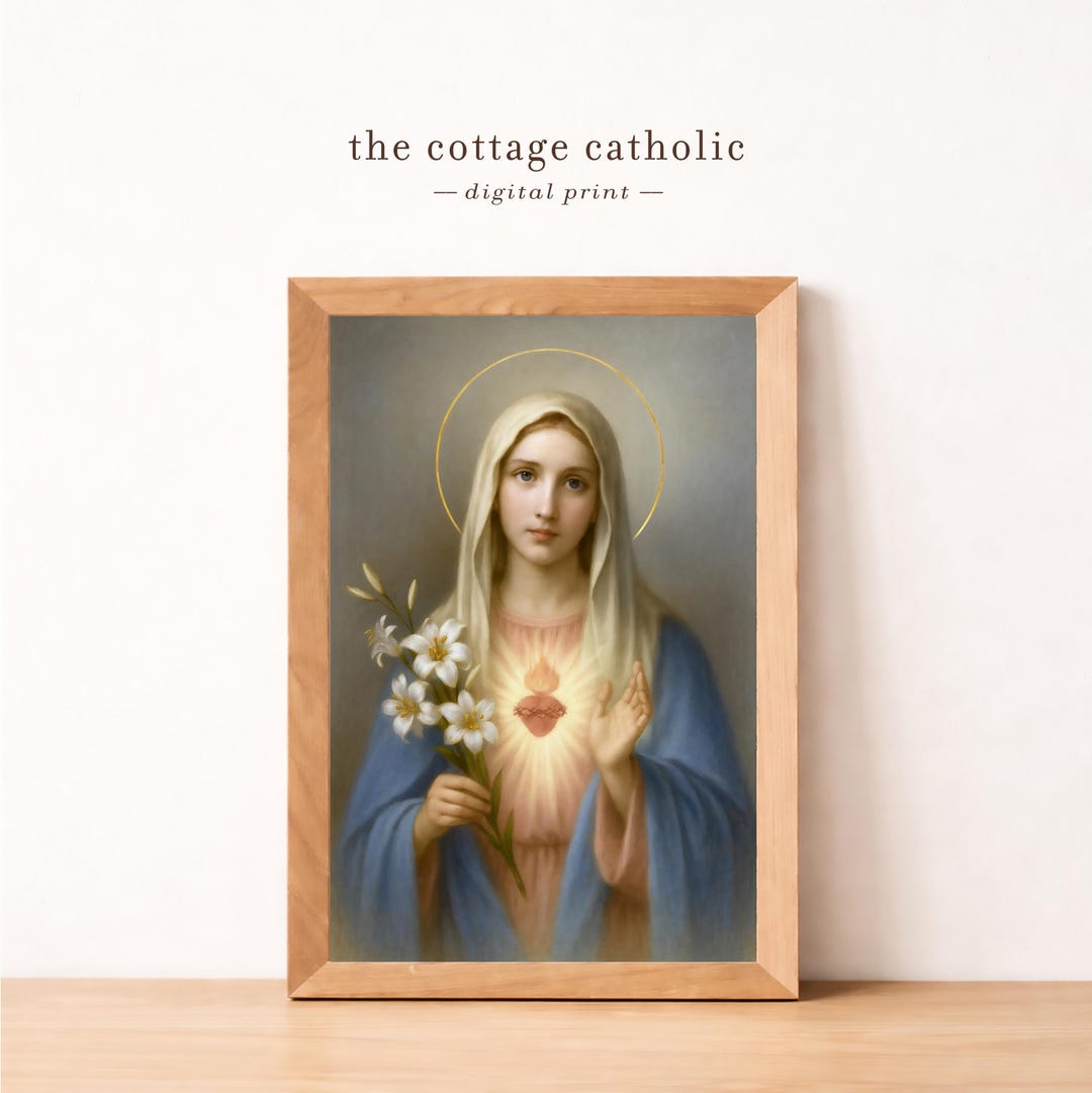 Immaculate Heart of Mary Print | Restored Vintage Catholic Art (digital ...
