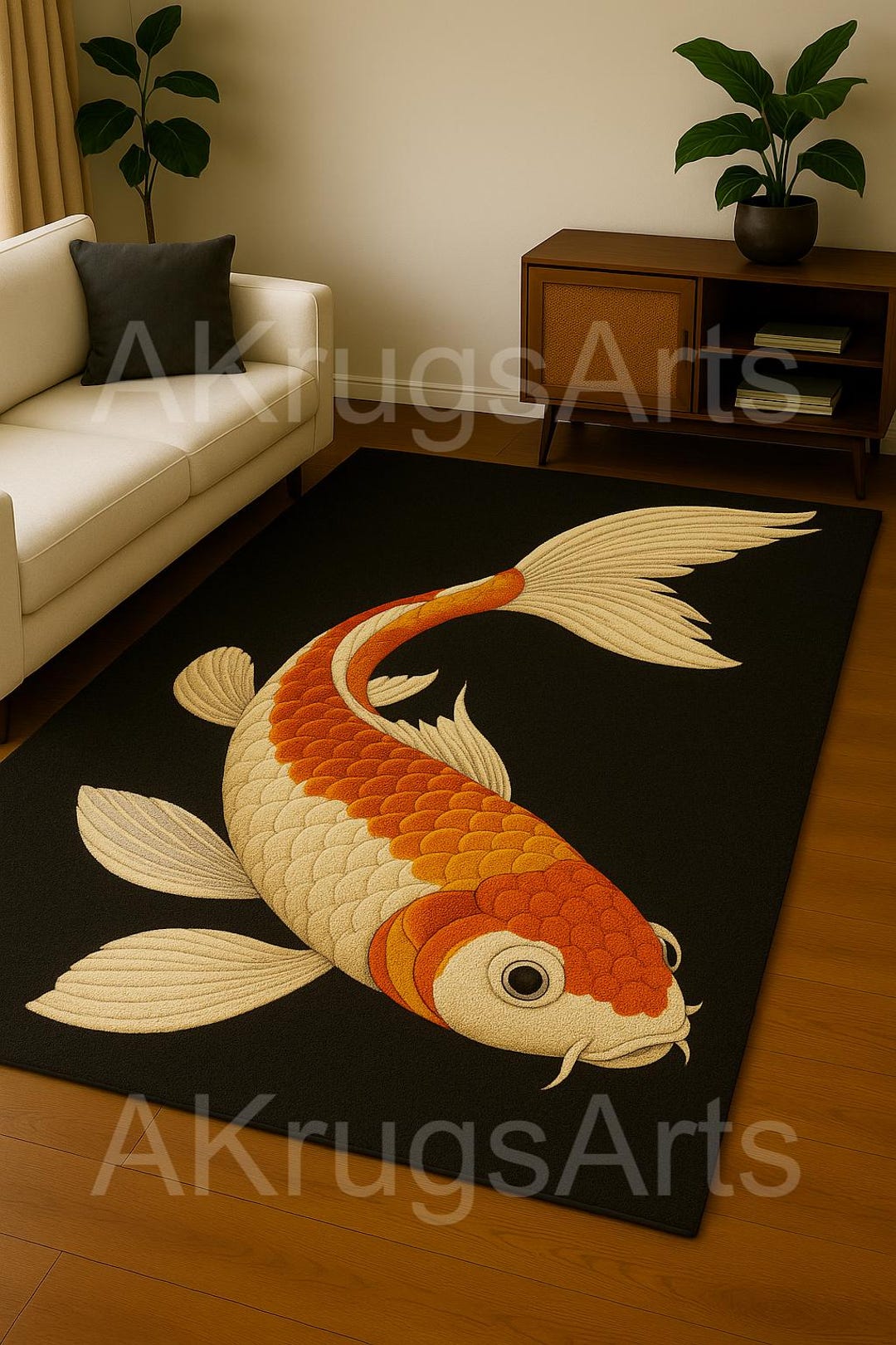 Koi Fish Tufted Rug – Handmade Japanese Carp Floor Decor - Etsy
