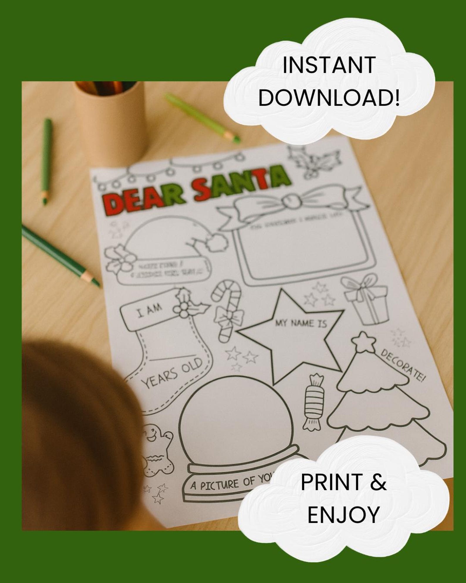 Dear Santa Printable Letter | Kids Christmas Activity Page | Santa ...