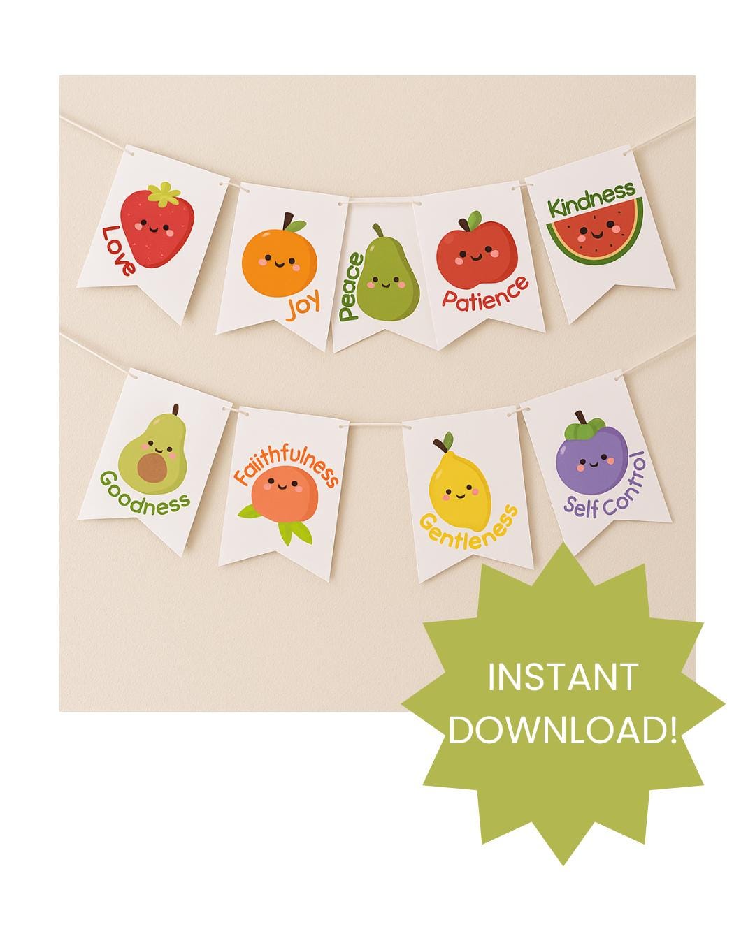 Fruit of the Spirit Banner • Printable Christian Kids Decor • Sunday ...