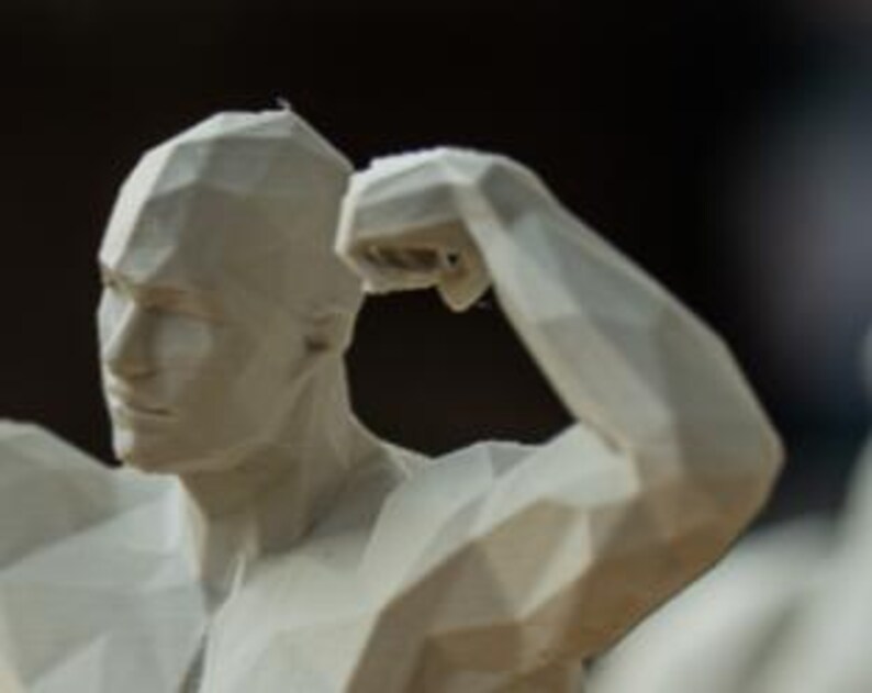 Victory Pose Man Statue 15 Cm / 5.9 in – 3D Printed Muscular Figurine ...
