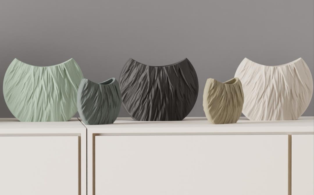 Half-moon Vase 25 Cm – Modern 3D Printed Crescent Decorative Container ...