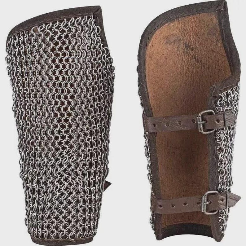 Medieval Leather Arm With Chainmail Wrist Guard Bracers Armor SCA LARP ...