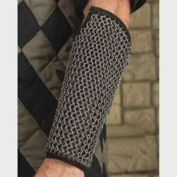 Medieval Leather Arm with Chainmail Wrist Guard Brace… - Gem