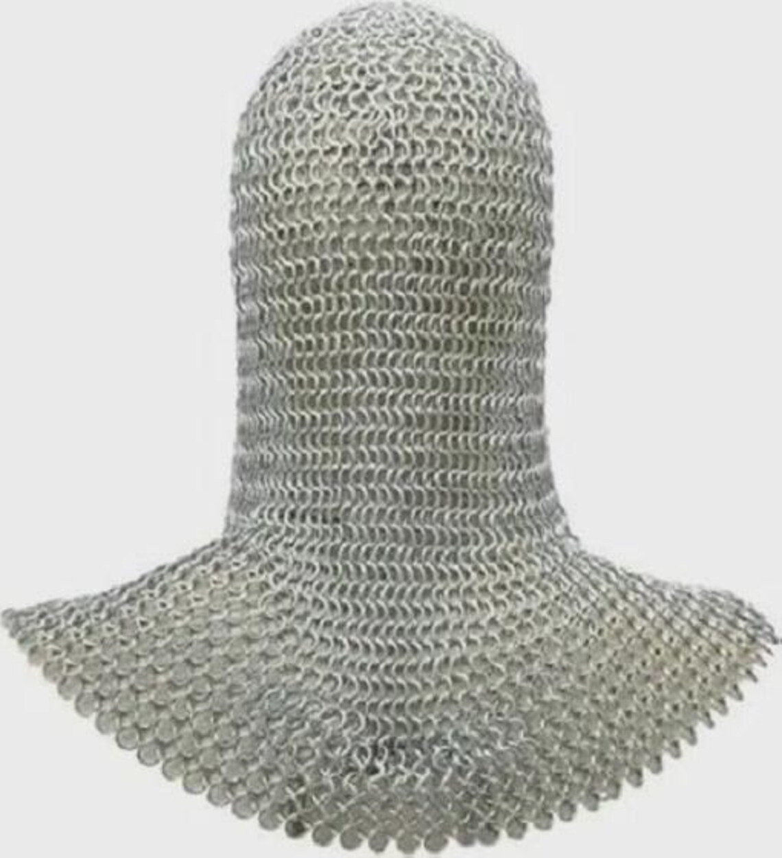 Aluminum Chainmail Coif, Large Size Butted V-neck Hood, Anodized Metal ...