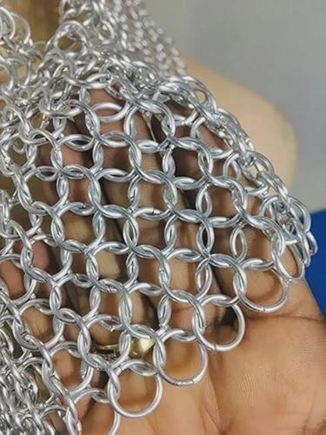 Aluminum Chainmail Coif, Large Size Butted V-neck Hood, Anodized Metal ...