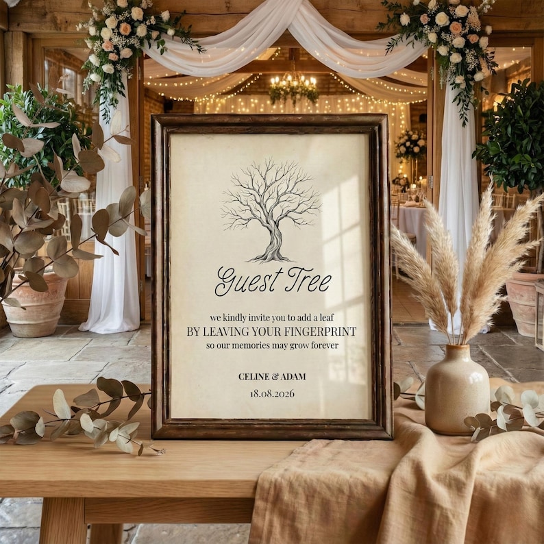 Personalized Wedding Fingerprint Tree Bundle, Guest Book Alternative ...