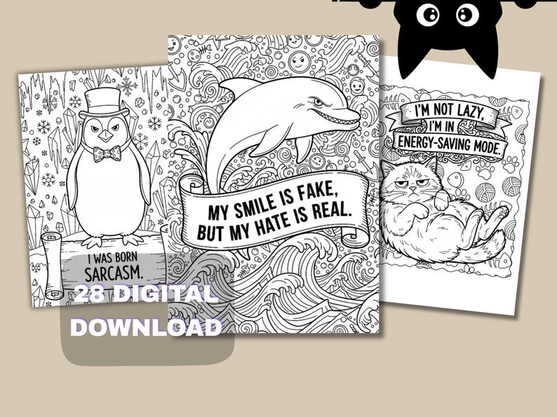 Sassy Animals Coloring Pages for Adults – 28 Funny Quotes Printable ...