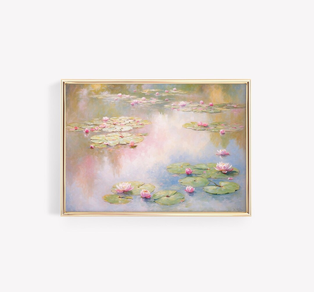 Pink Water Lilies Claude Monet Oil Painting Printed on Premium Matte ...