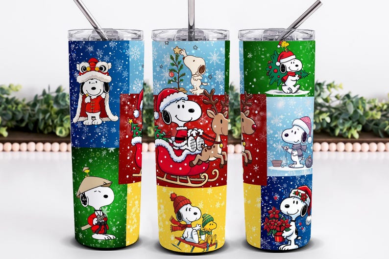 Christmas Snoopy Tumbler Design | Snoopy Dog Sublimation Straight ...