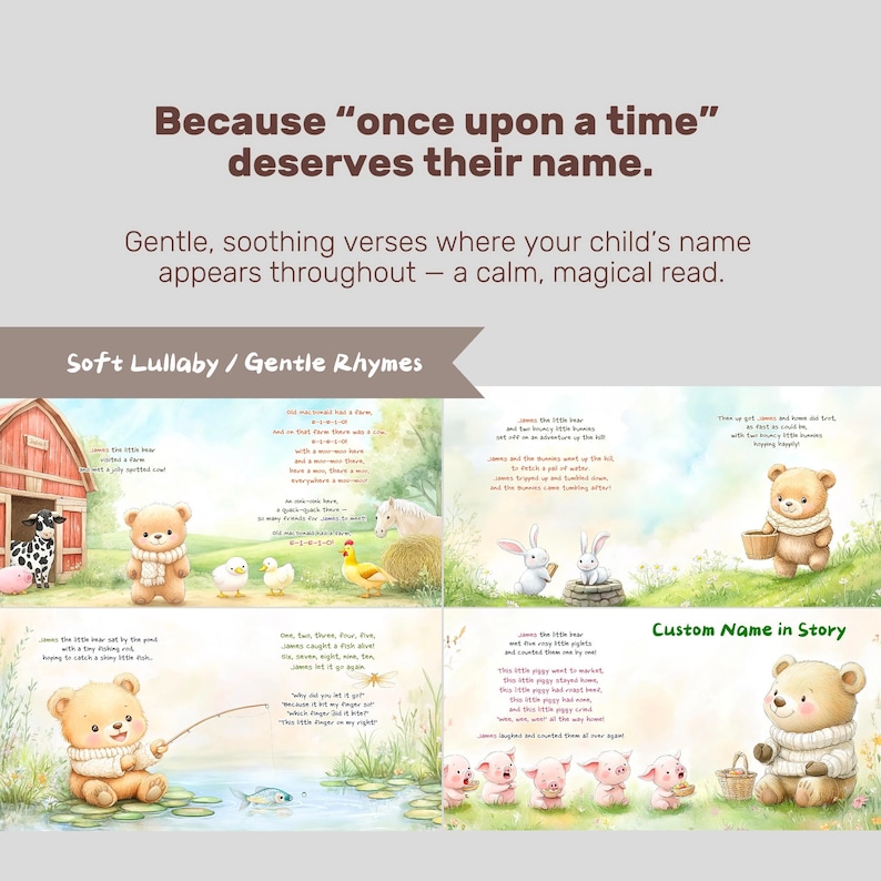 Personalized Nursery Rhyme Baby Story Book, Custom Kids Storybook, Baby ...