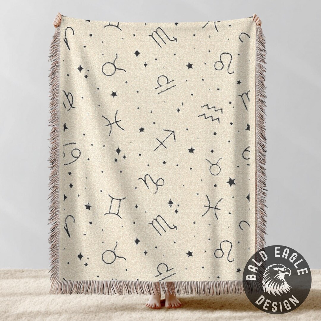 Minimal Constellation Pattern Woven Blanket | Zodiac Star Throw - Etsy