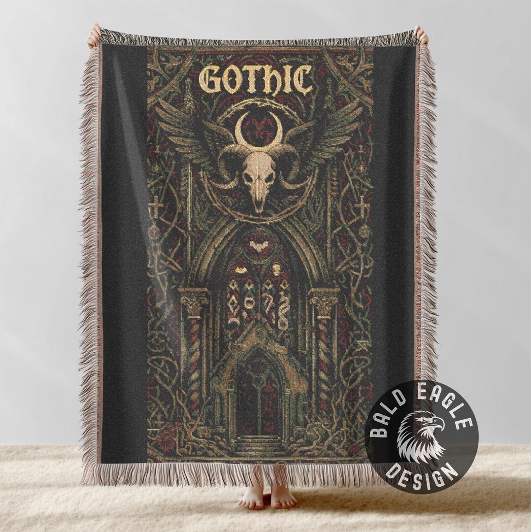 Gothic Skull Cathedral Woven Blanket | Dark Occult Tapestry Throw - Etsy