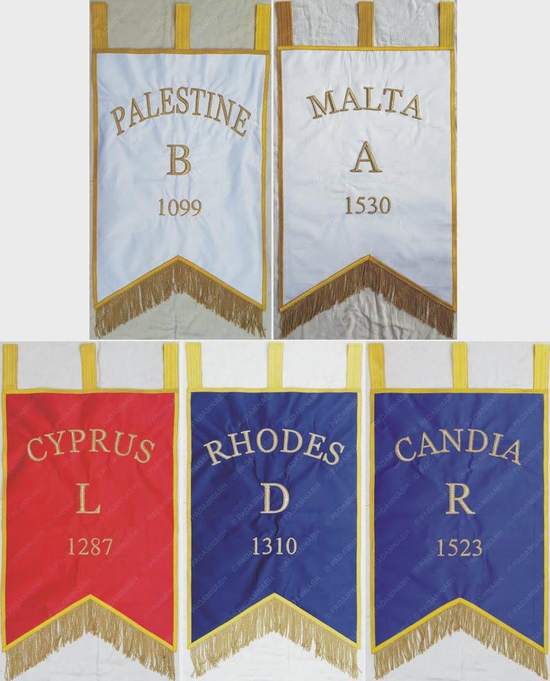 Masonic Order of Malta Station Banners Hand Embroidered Set of 5 - Etsy