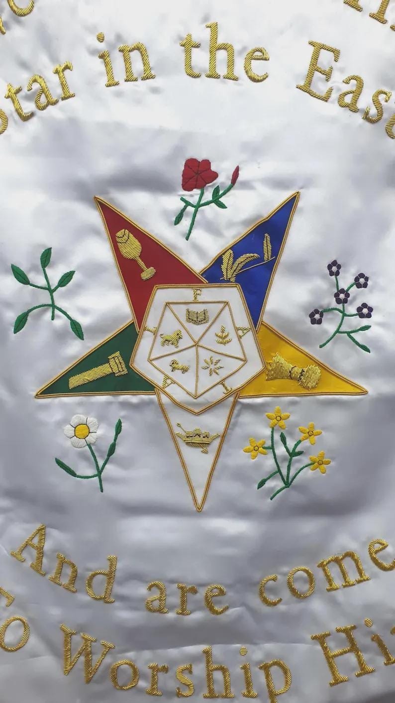 Order of the Eastern Star (OES) Signet Banner Fully Machine Embroidery ...