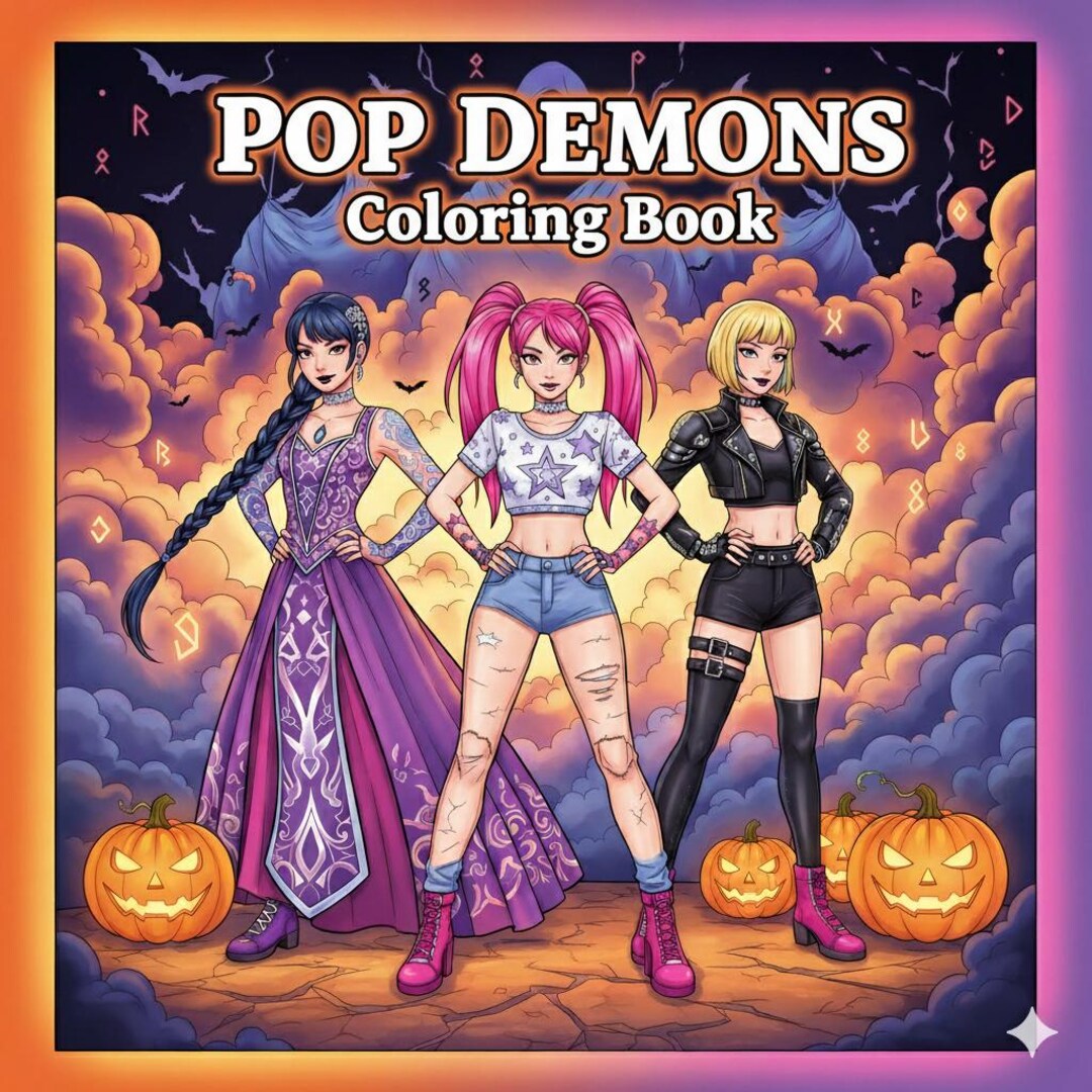 Pop Demons Coloring Book | K-pop Inspired Cute Spooky Art | Printable ...