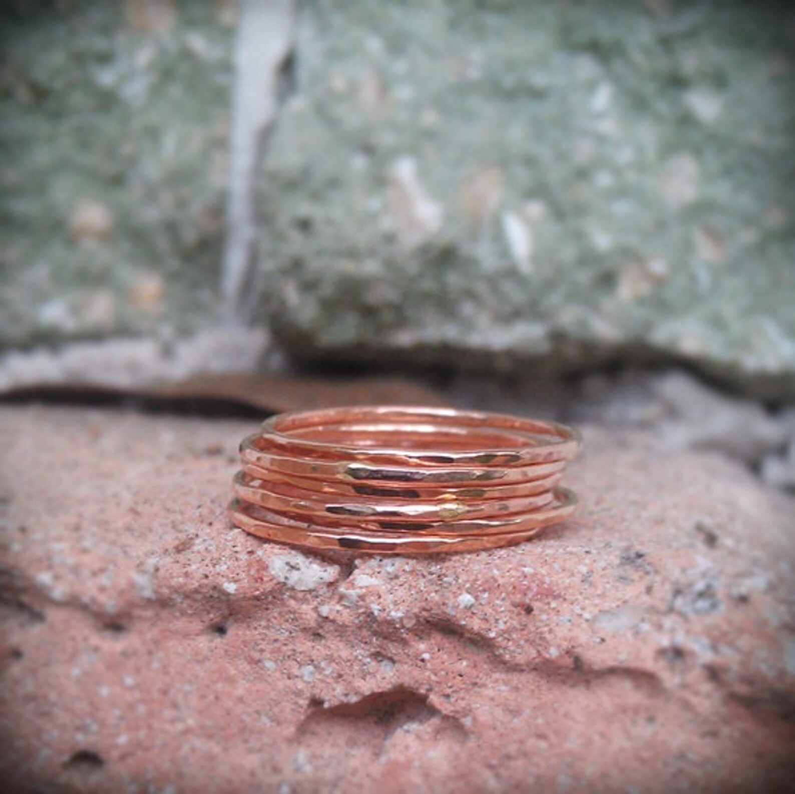 Hammered Stack Rings Rose Gold Filled Set of 7 Hammered Rings - Etsy