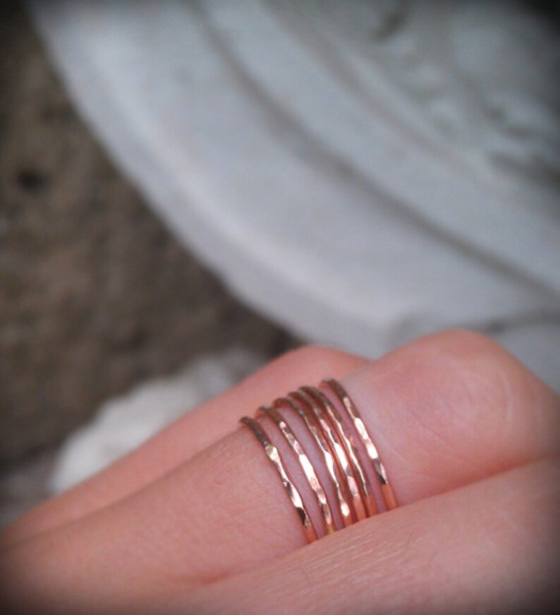 Hammered Stack Rings Rose Gold Filled Set of 7 Hammered Rings - Etsy