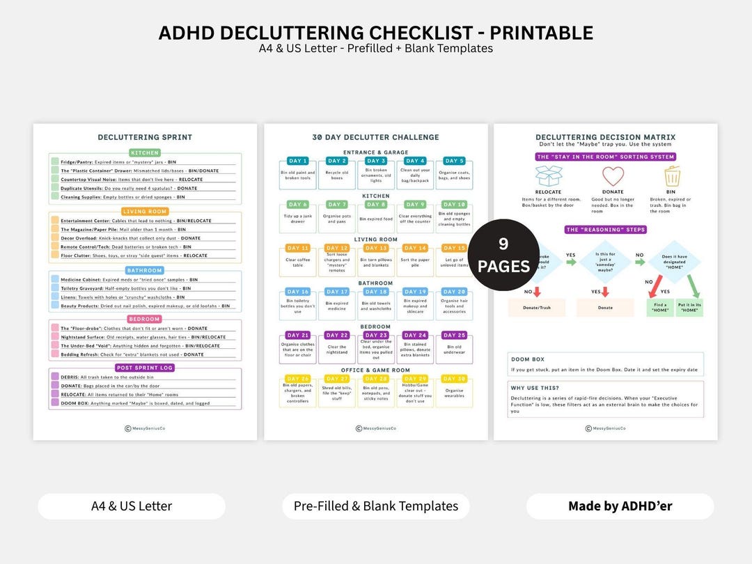 ADHD Decluttering Checklist Printable, 30 Tage Declutter Challenge ...
